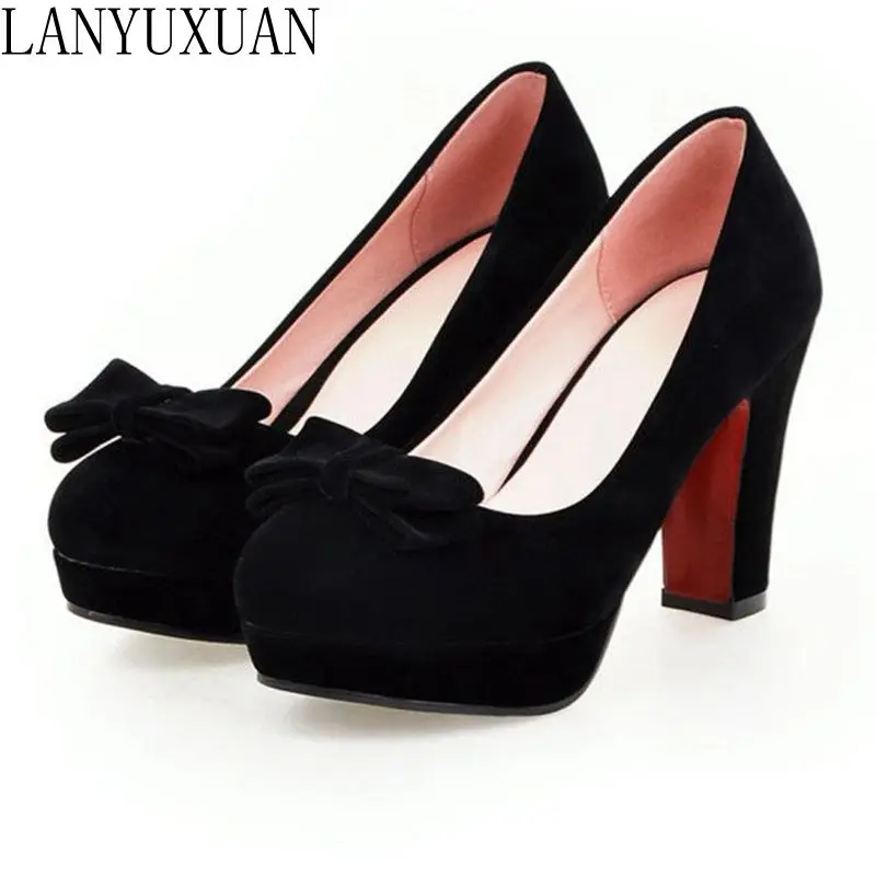 LANYUXUAN-Big-Size-34-43-Shoes-Woman-High-Heels-round-toe-Pumps-sweet ...