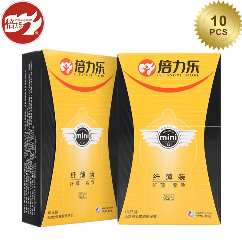 Beilile 10 piezas 46mm pequeño condones Ultra delgado Mini condón para ...