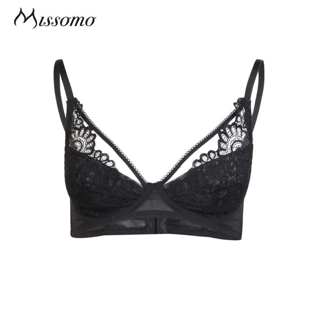 Missomo 2017 New Fashion Women Black Sexy Push Up Lace Spaghetti