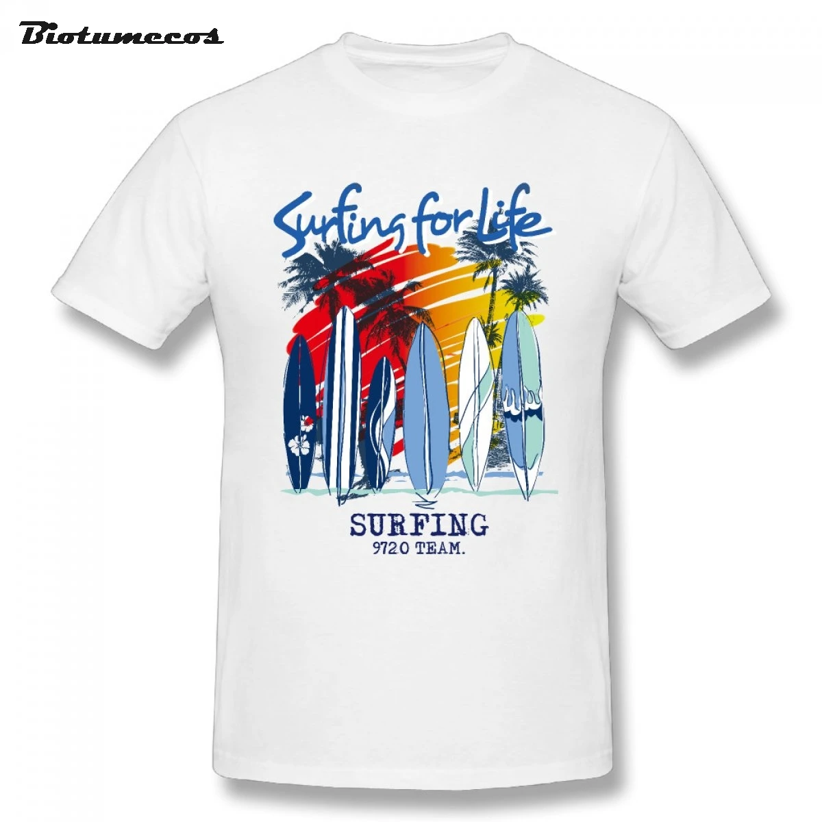 Summer Men T Shirt surfboar Sunset 9720 Team Printed Surfboard Printed ...