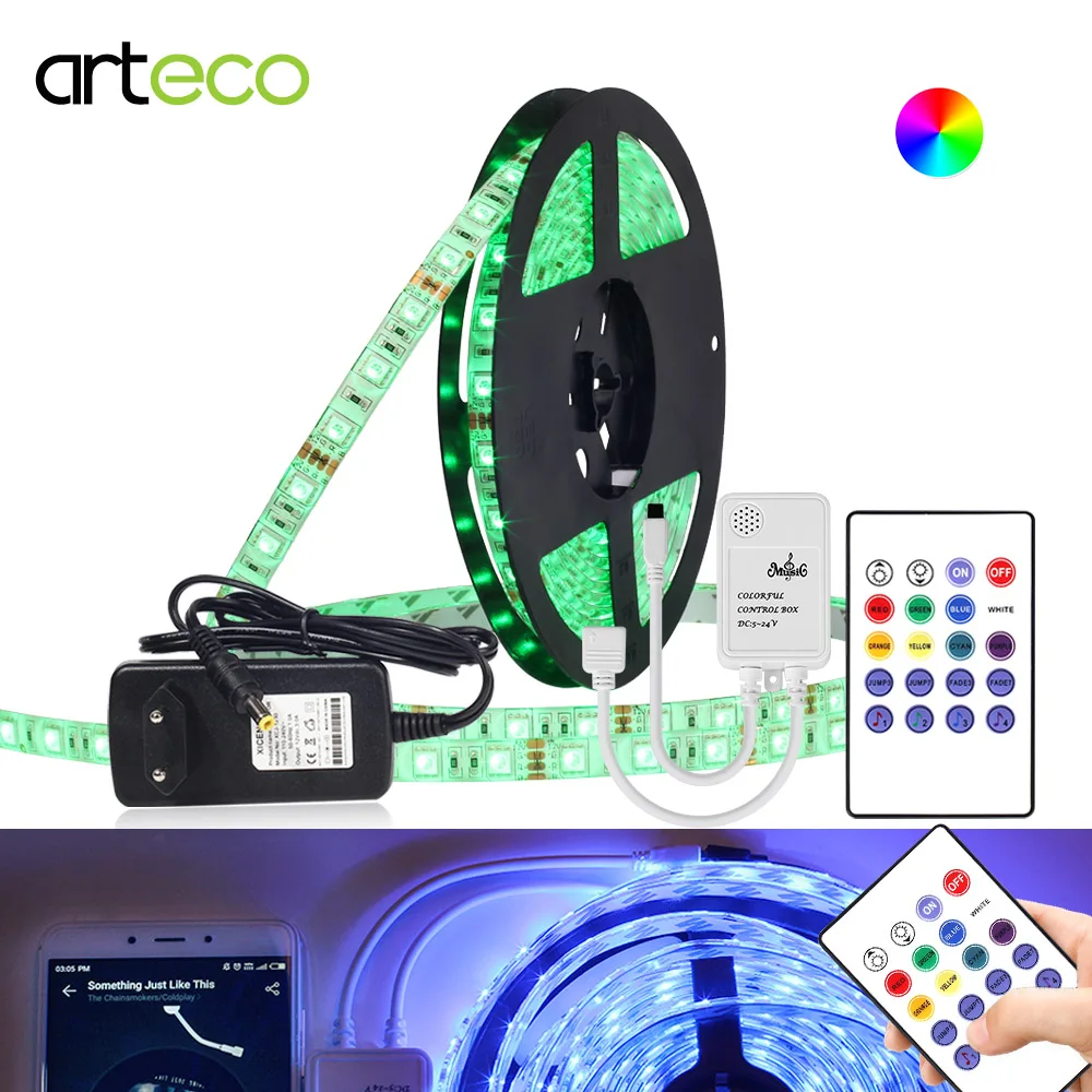 5M RGB led strip light waterproof SMD 5050 Flexible diode tape led ...