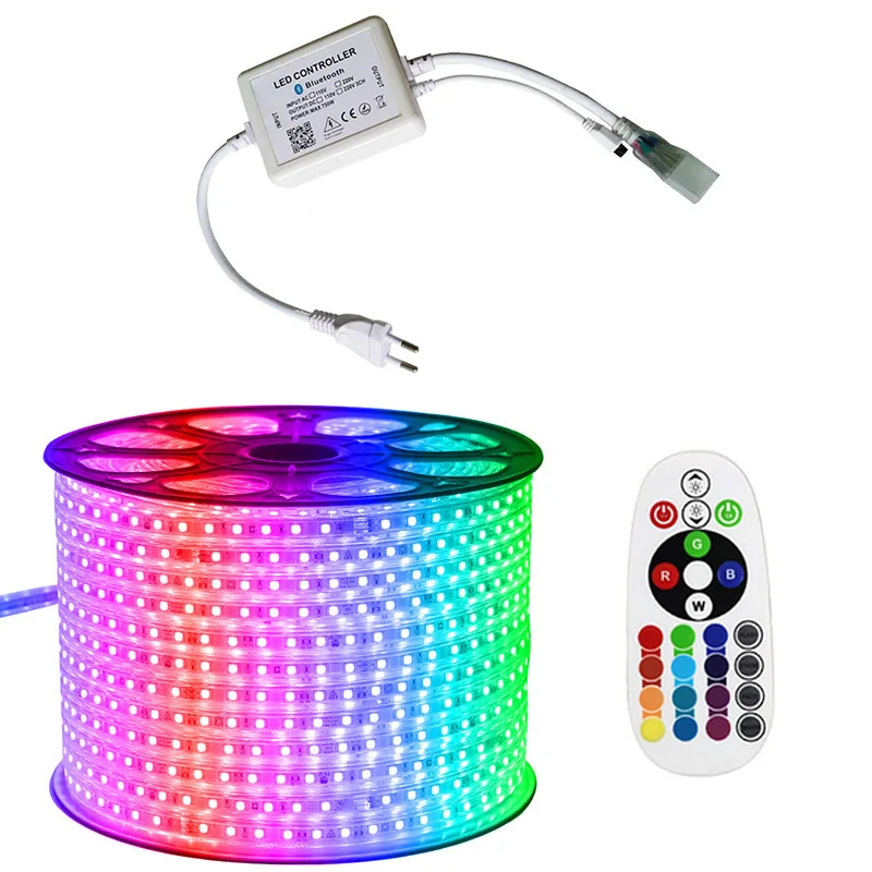 LED Strip 220v 16 Colors RGB Outdoor Waterproof 220V 5050 220 V 1M 5M ...