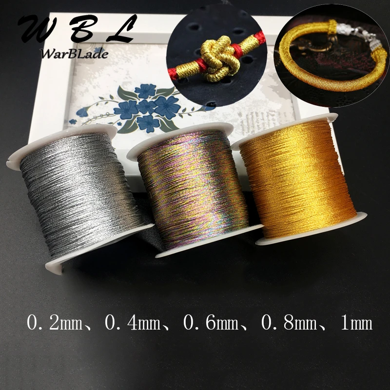 Silver Gold Cord 0.2/0.4/0.6/0.8/1mm Nylon Cord Chinese Knot Thread ...