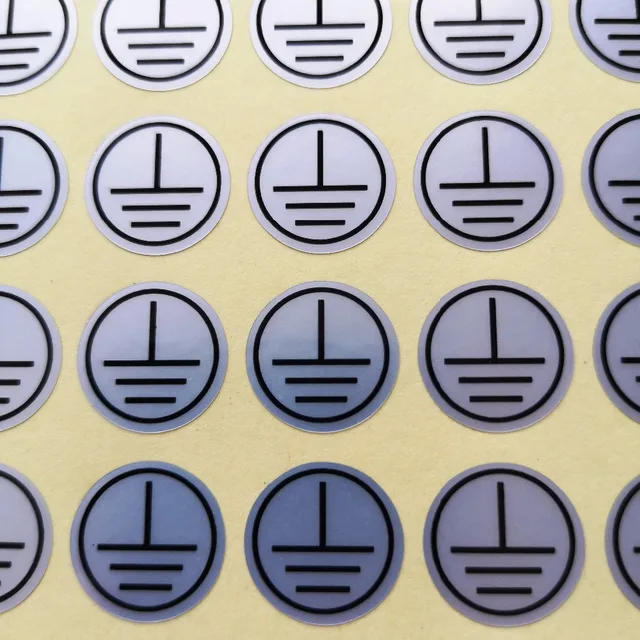 20000pcs 15mm GROUNDING CIRCUIT INDICATION earthed Silver PET sticker ...