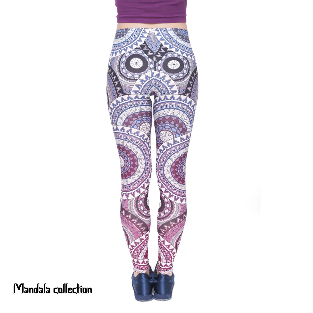Women Legins Mandala Ombre Blue Printing Legging Fashion Casual High