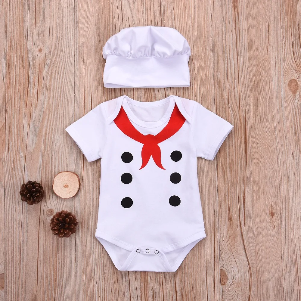 Baby Boys Girls Clothes Fashion Chef Red Scarf Short Sleeve White ...
