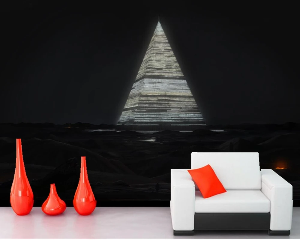 Custom modern 3D mural Pyramid Night Fantasy photo wallpaper sofa ...