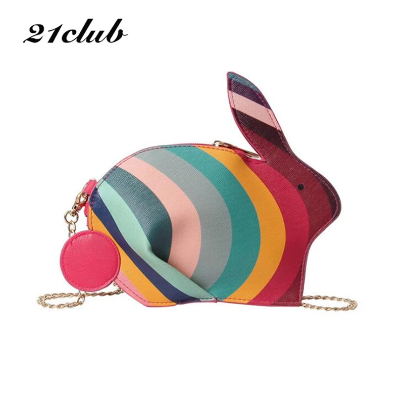 21club brand small rabbit rainbow cute casual fashion ladies purse ...