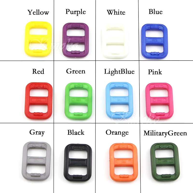 10pcs 3/8" (10mm) Color Plastic Tri-glides Slider Adjustable Buckles ...