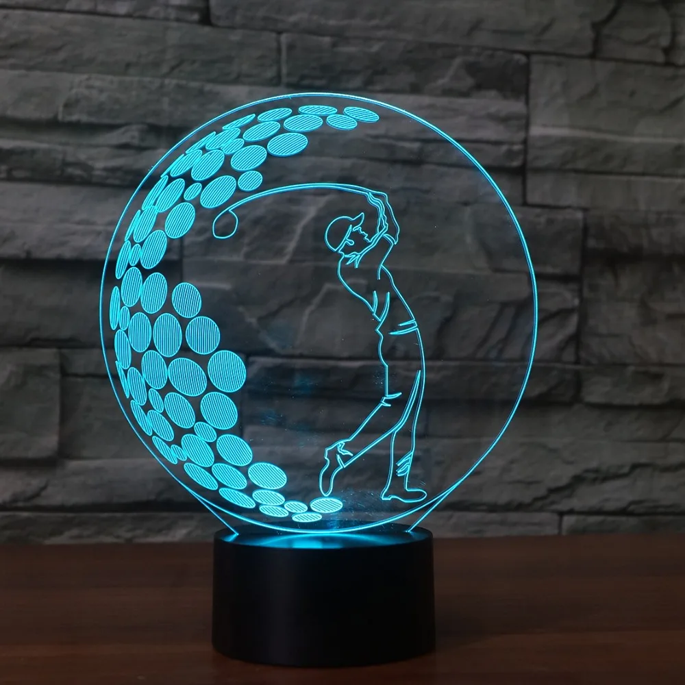 LED Golf World Lamp 7 Changing Colors 3d illusion night light, golf 3D ...