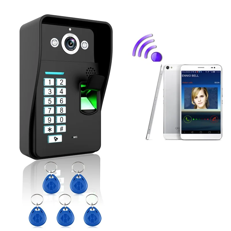 Fingerprint Recognition WiFi Wireless Video Door Phone DoorBell Home ...