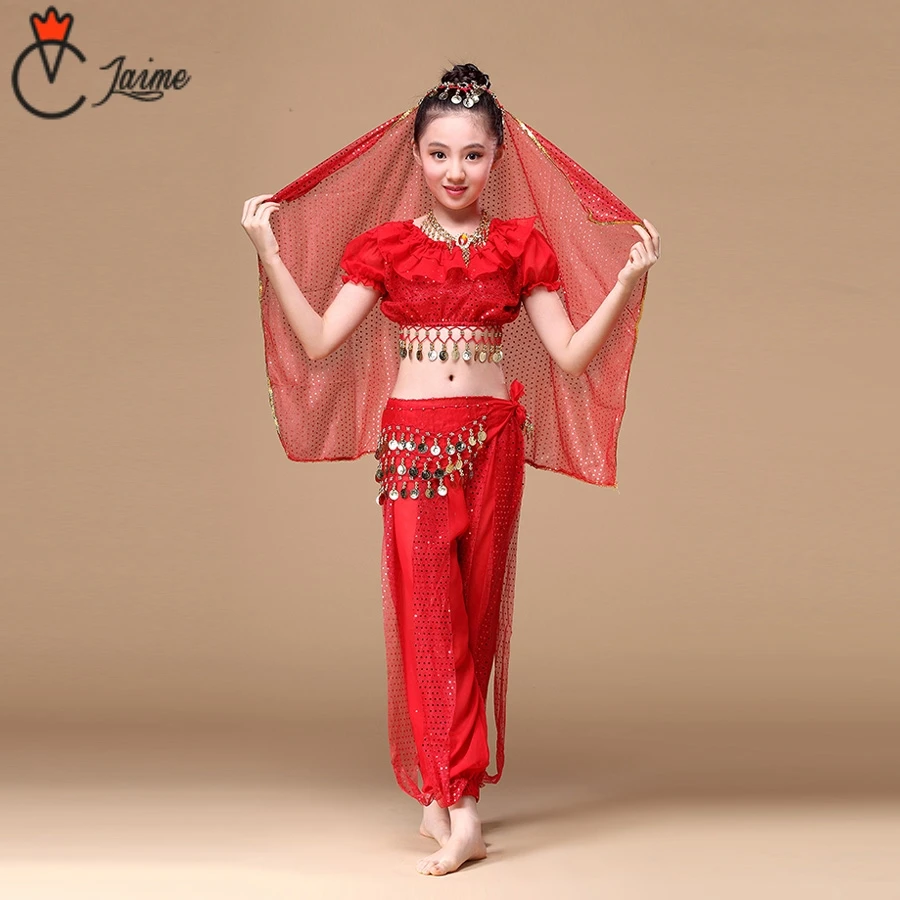 3 colors whole set 5pcs Sari Dancewear Children Belly Dance Costume Set ...