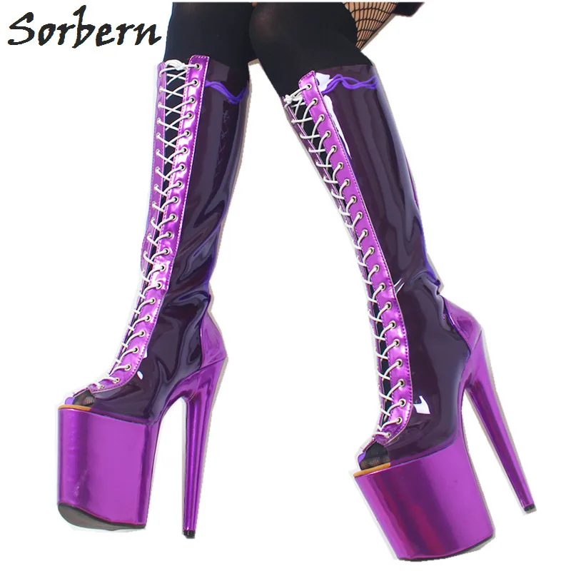Sorbern 20CM Women Knee Length Boots PVC High Heels Cutsom Made Color ...