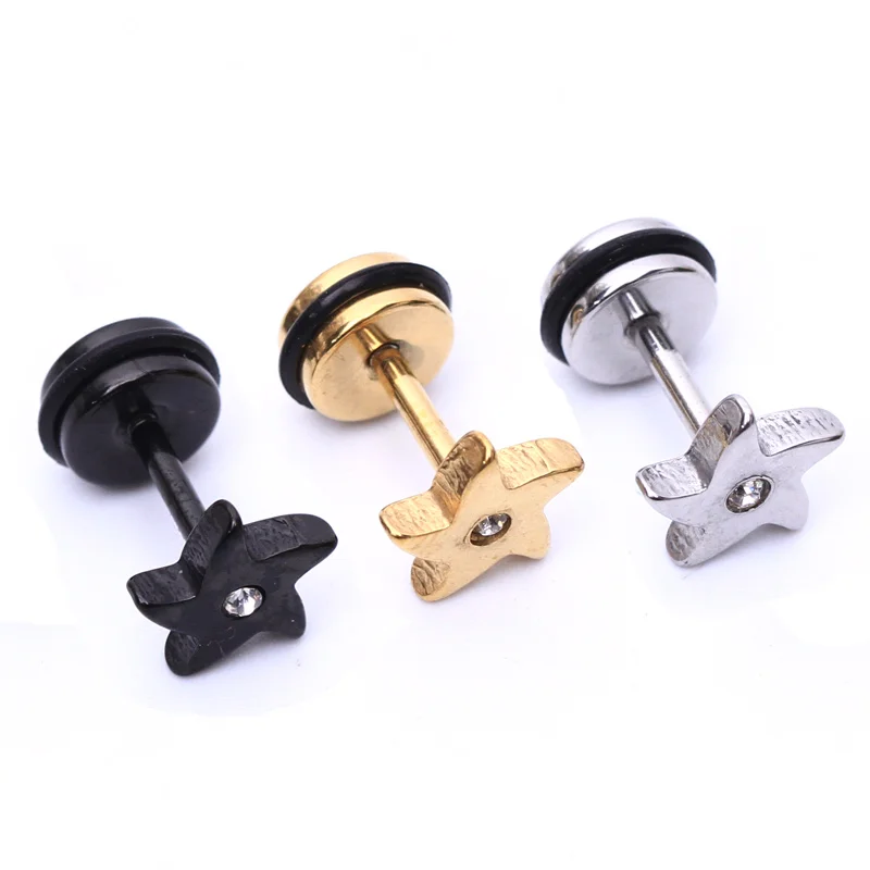 2 pcs Mode Unisex Stainless steel anting bintang bentuk tubuh perhiasan ...