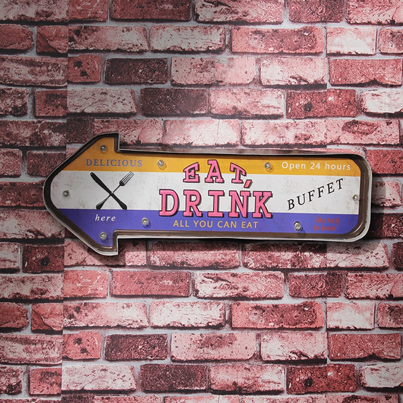 Retro Delicious Food Eat Drink Here Neon Light Open 24 Hours Signs ...