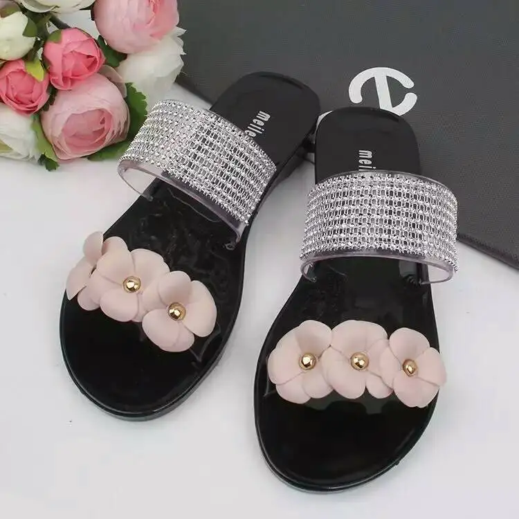2018 Camellia Jelly Sandals Women Summer Waterproof Flowers Plastic Sandals Beach Sandals