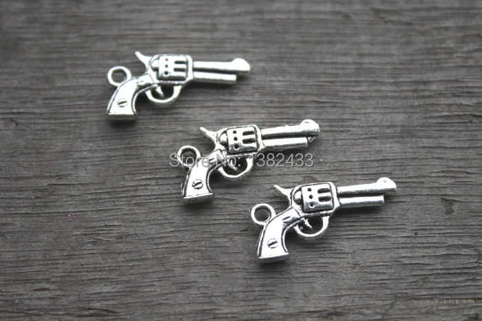 25pcs--gun Charms,antique Silver Handguns Pistols Guns Charms Pendants ...