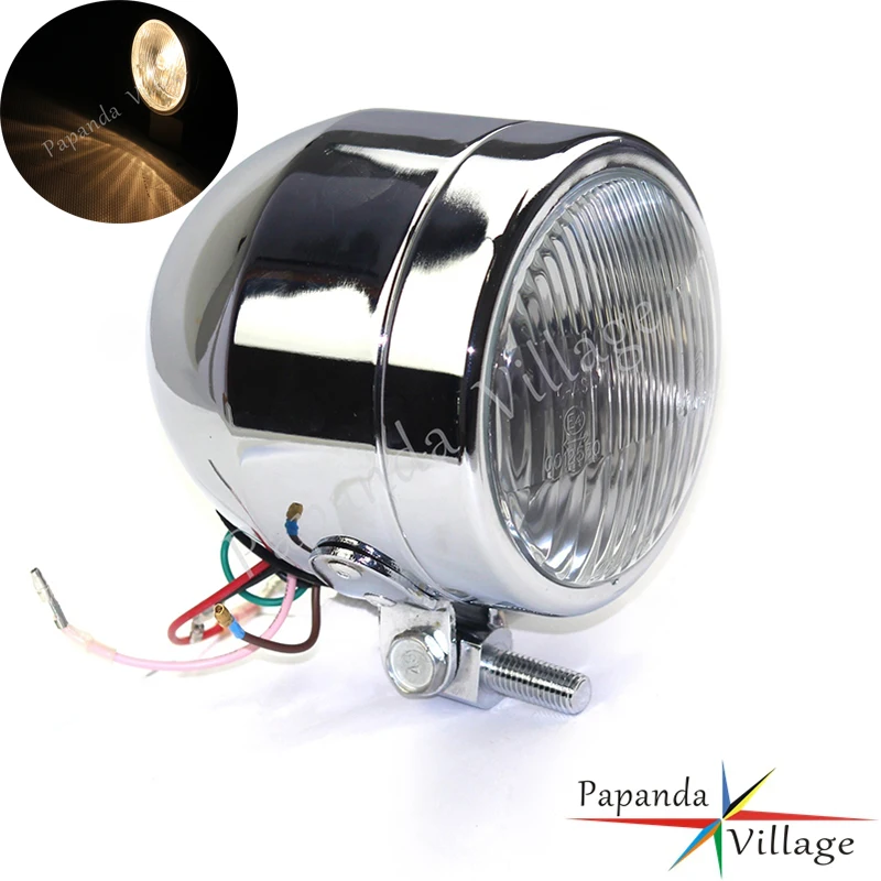 Emark-faro-cromado-Retro-para-motocicleta-Faro-de-12V-para-moto-de ...