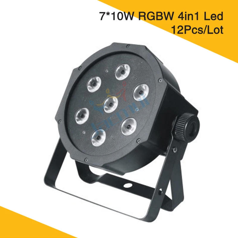 (12Pcs/Lot) Mini Flat Led Par Light With 7 * 10W RGBW Led Light Plastic ...