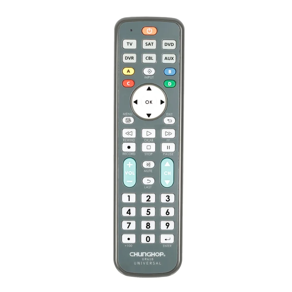 Universal Remote Control for Chunghop UR618 TV VCR SAT CBL DVD AUX DVR ...