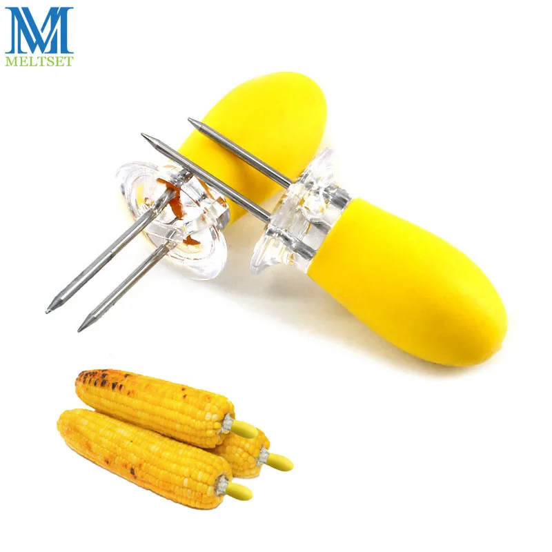 Meltset 2pcs/set BBQ Tool Corn Holders Stainless Steel Corn Cob Fork ...