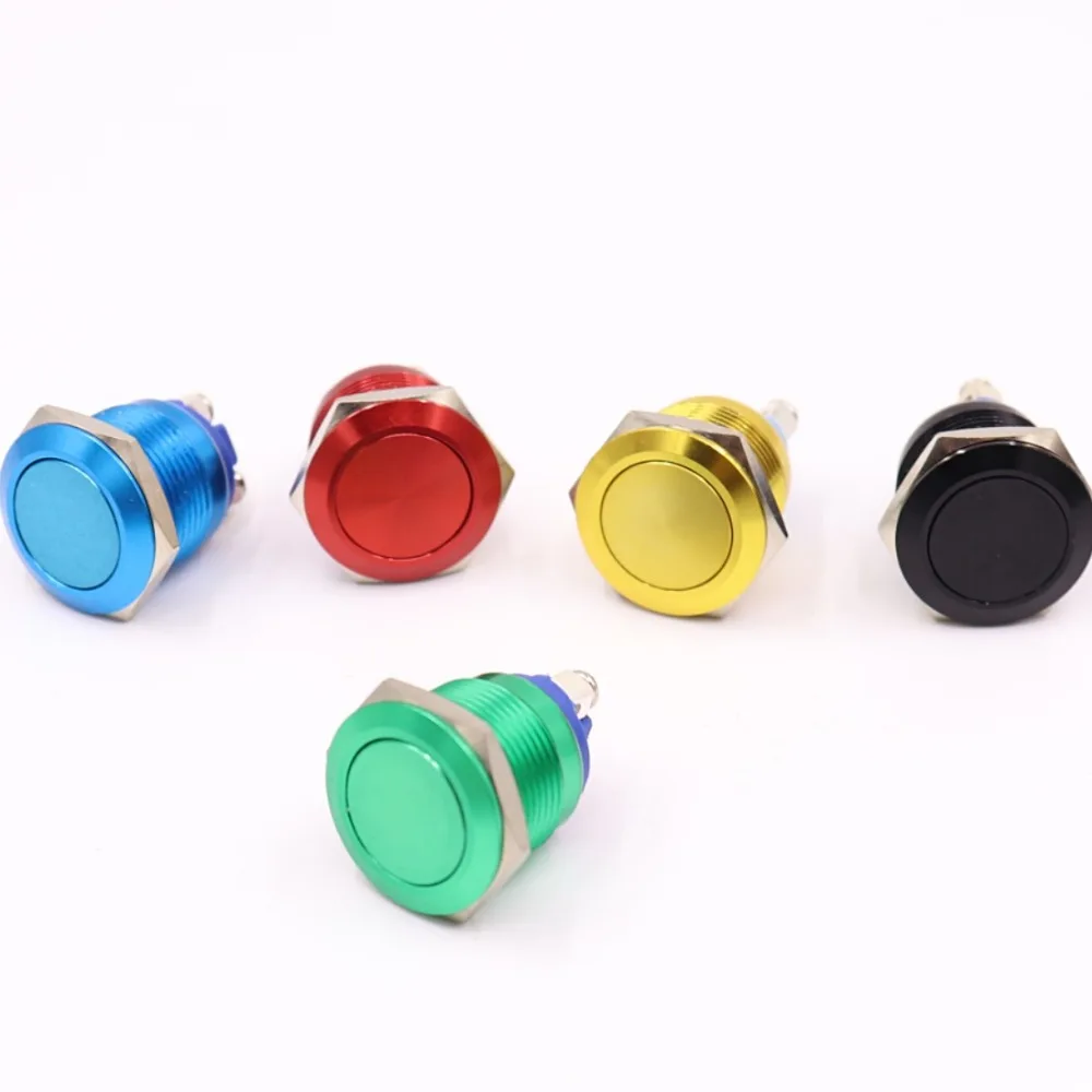 19mm Metal Oxidized Push Button Switch flat round 1NO reset press ...