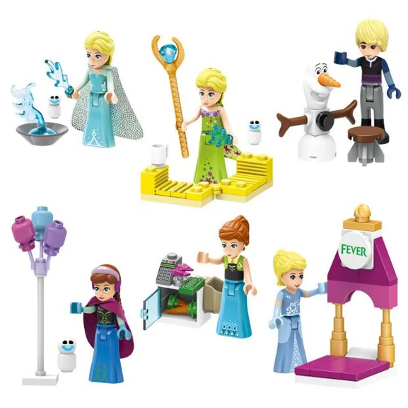 6pcs/Set Assembly Ice Snow Princess Building Blocks Toy Fairy Magic ...