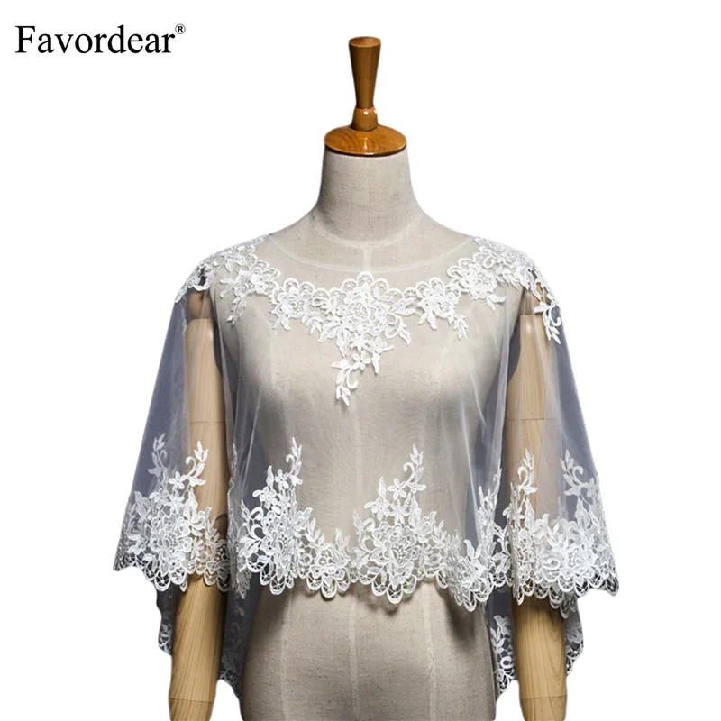 Favordear Womens Wraps Embroidered Lace Bridal Shoulder Covers High ...