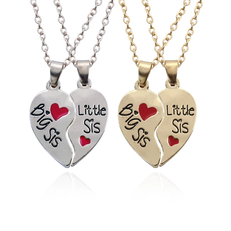 Necklace Big Little Sister Pendants Sisters Big Sister Big Sis Lil Heart Necklace Necklace Aliexpress