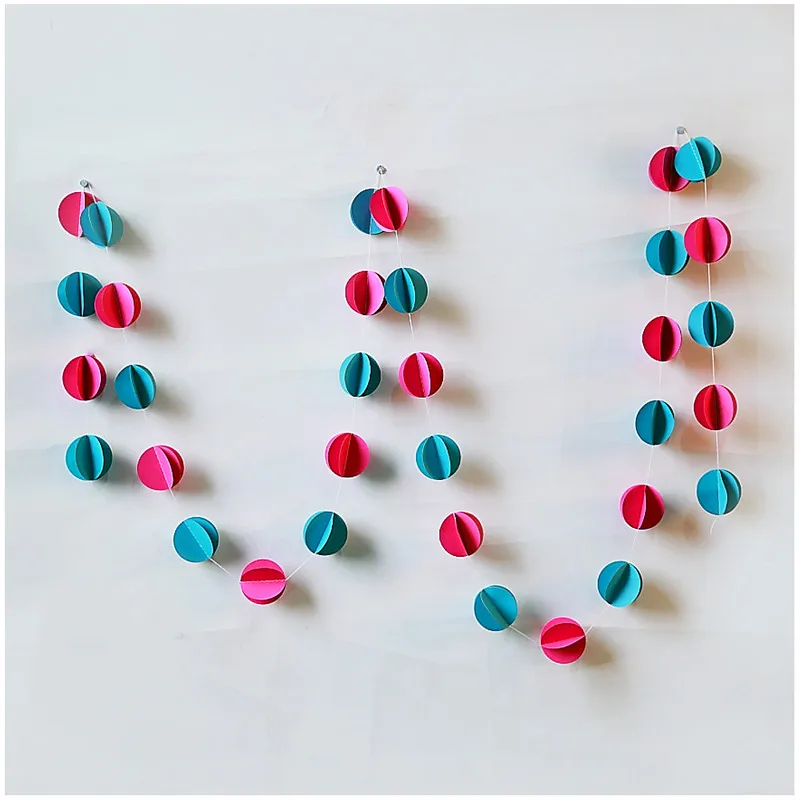 2pcs 3M 3D Rose Blue Circle Paper Garland For Candy Store Birthday ...