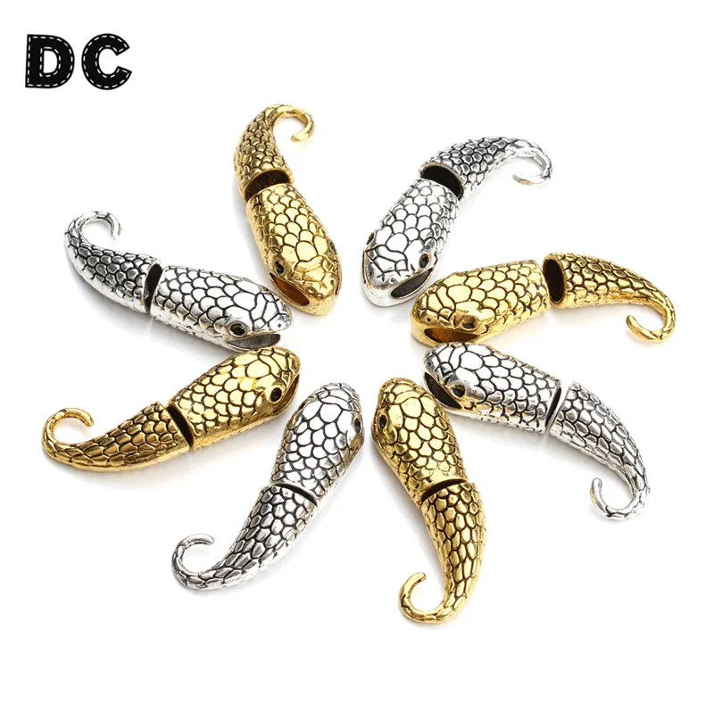 10pcs/Lot Alloy Gold/Silver Color Snake Connector Clasps End Caps Fit ...