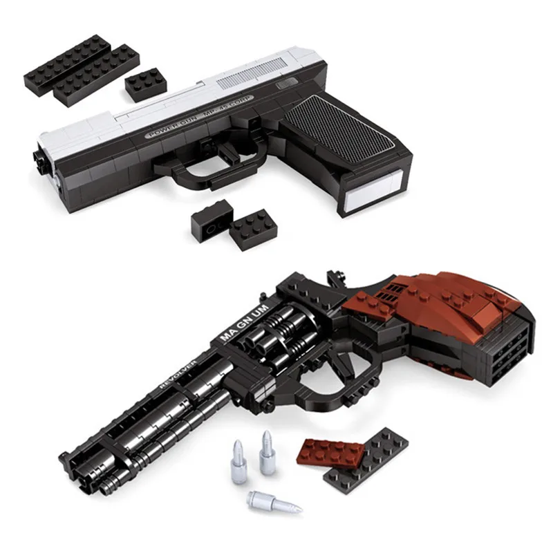 Semiautom-tica-Pistol-Arms-Model-Toy-Set-Black-Brick-Gun-Building ...