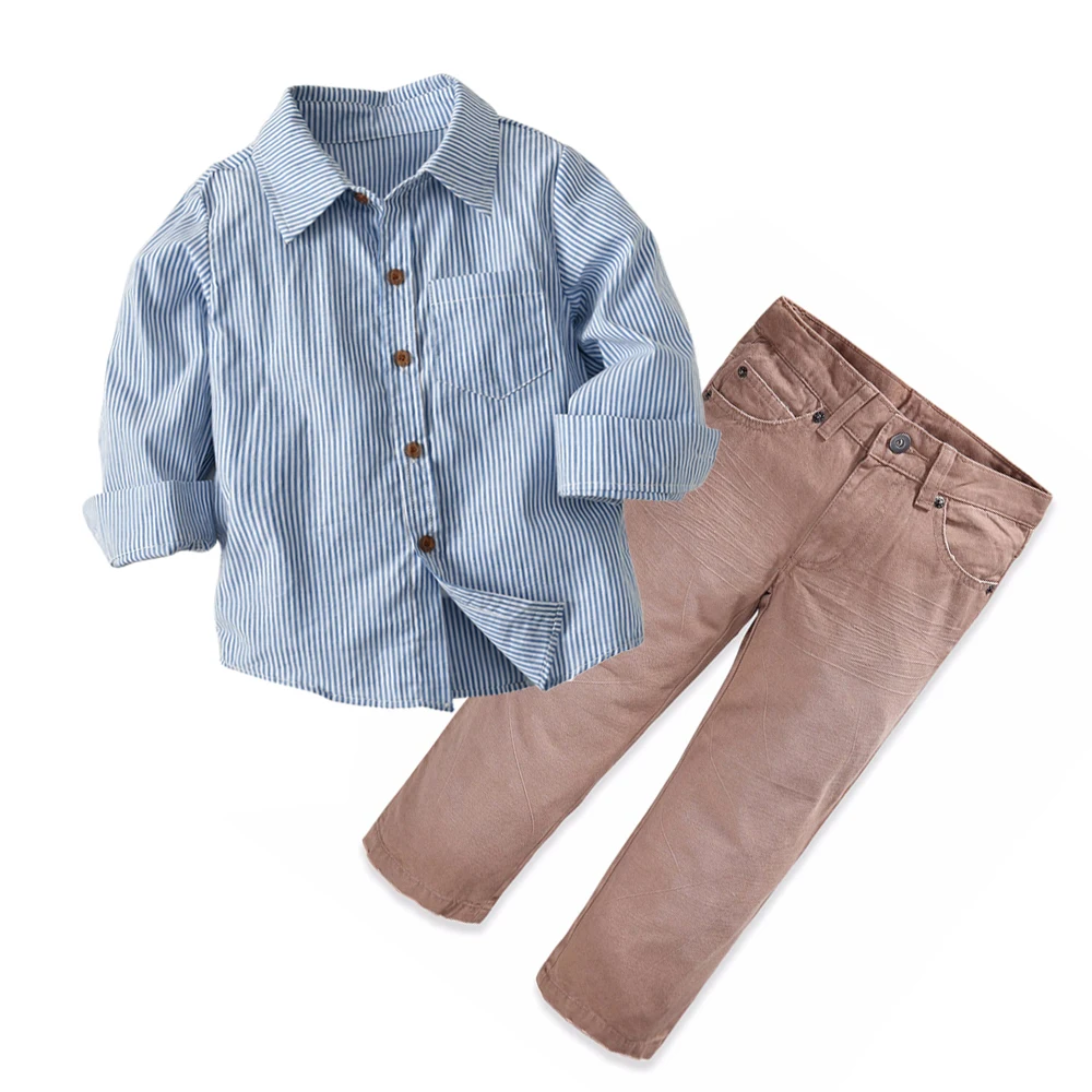 Boys Clothing Set 2018 Spring Autumn Fashion Kids Striped Blouse Jeans ...