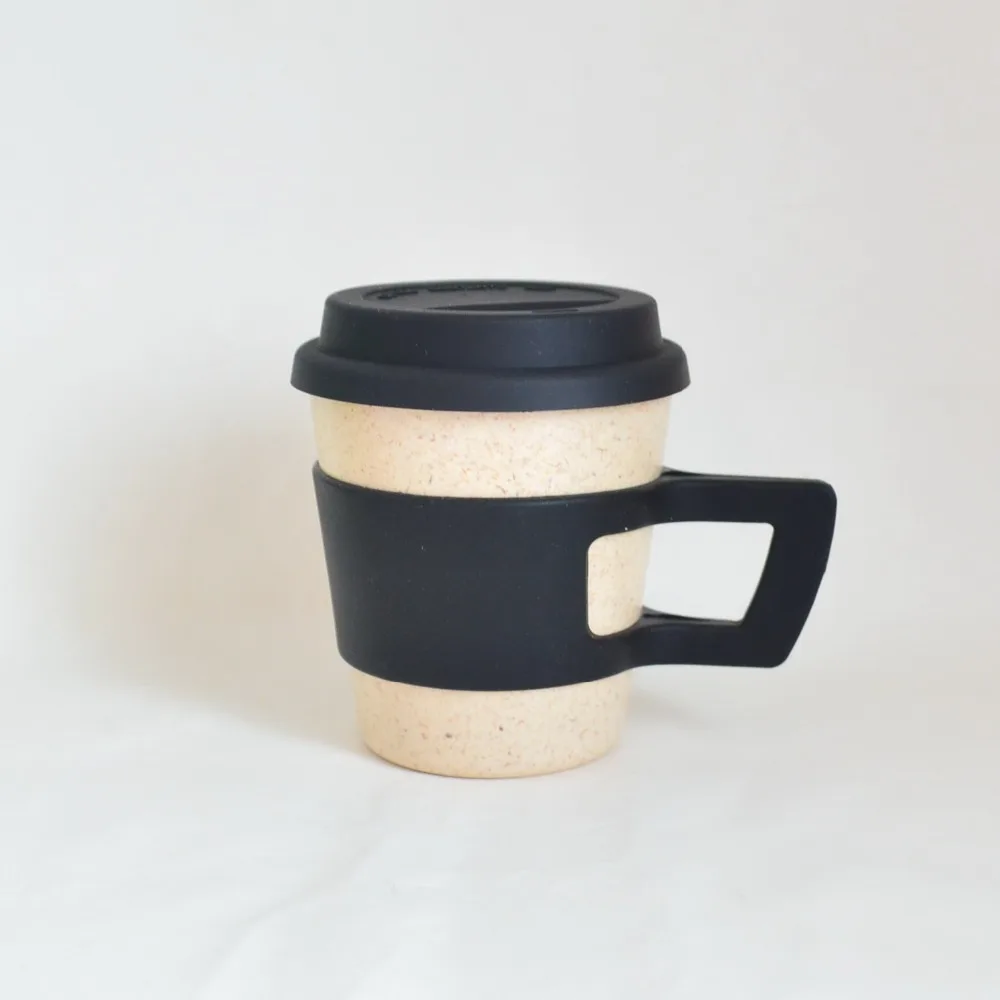 300ML bamboo fiber coffee cup with band ,Biodegradable Drink cup Baby ...