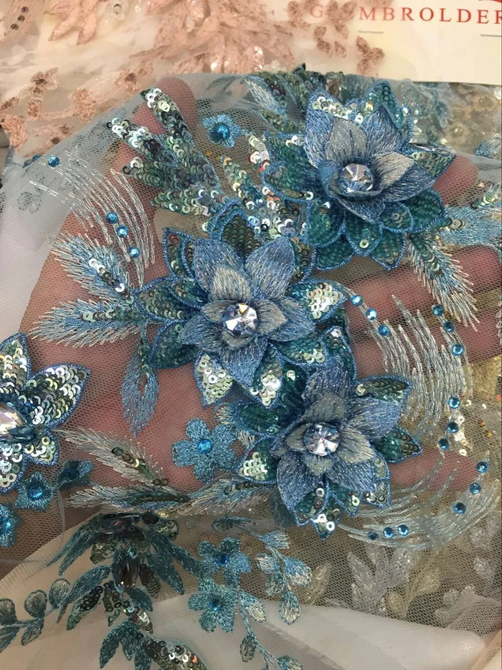 Роскошная дизайнерская французская кружевная ткань с бисером африканская 3d Цветочная блестка