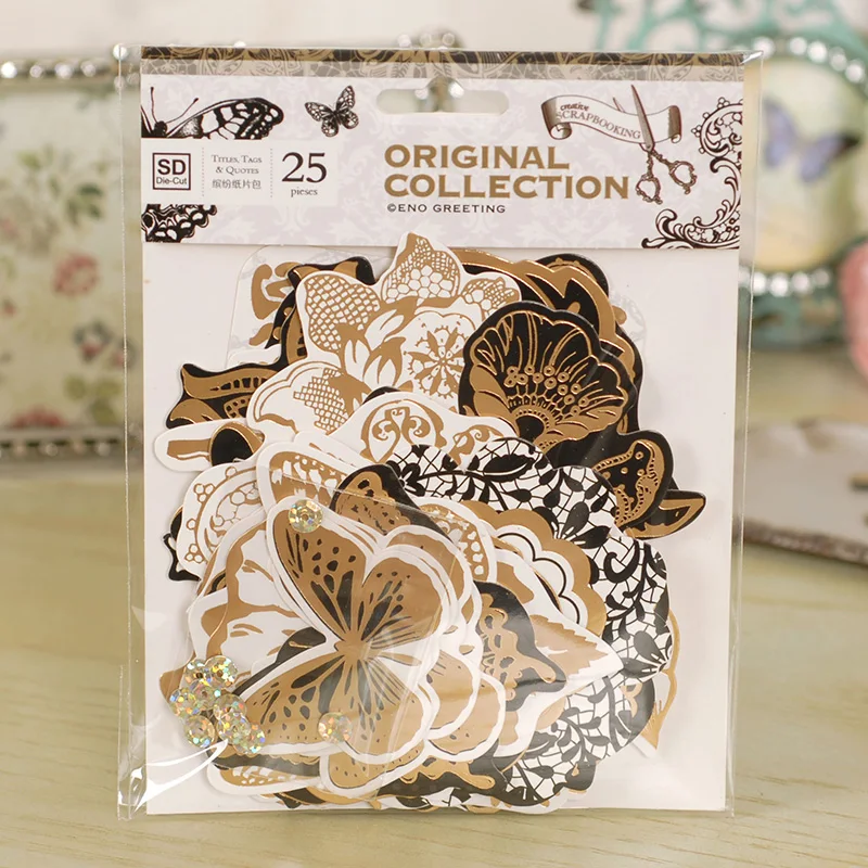 ENOGREETING delicate printed 3D paperboard tags diy scrapbooking frames ...