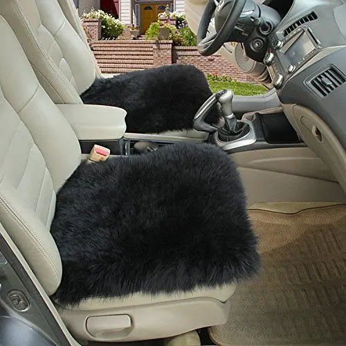 2 Pieces/set Genuine Long Wool Car Seat Breathable Warm Soft Covers ...