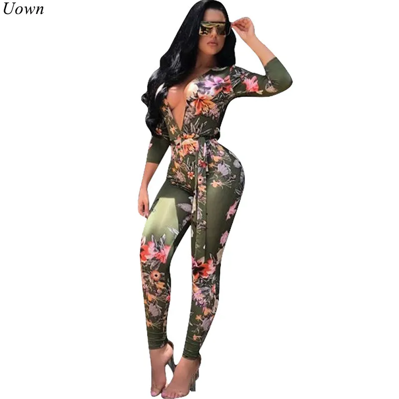 Buy Boho Floral Printed Jumpsuits For Women 2017 Sexy