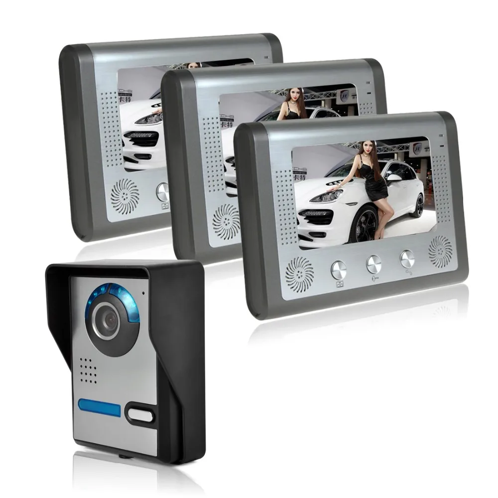 Video Intercom 7" Monitor Door Phone Intercom System With Camera Angle ...