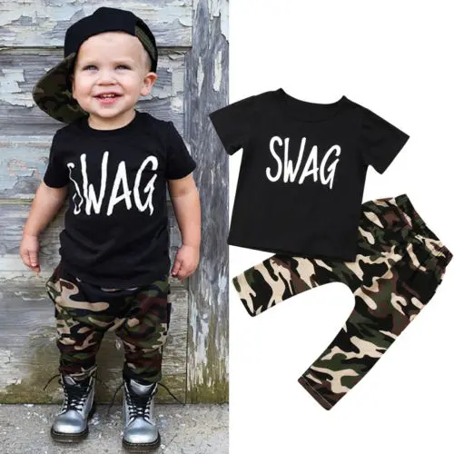 Casual Toddler Kids Boys Clothing Sets Fashion Baby Tops T shirt Camo Pants 2Pcs Outfits Set ...