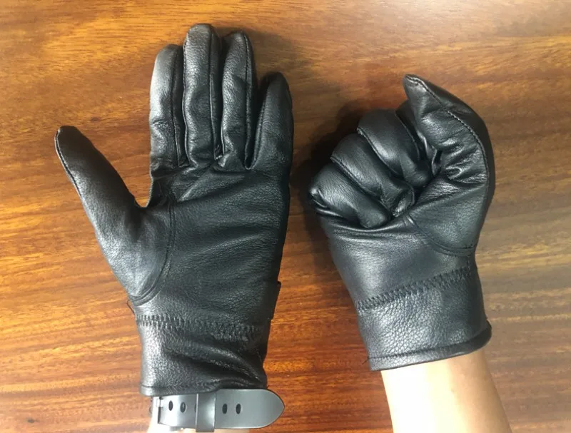 Новые мужские зимние кожаные перчатки, теплые коралловые флисовые ...