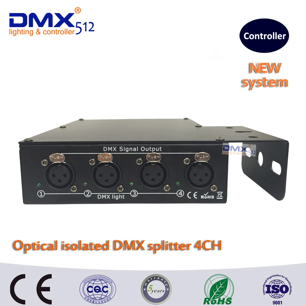 DHL Free shipping 100% Optical isolated DMX splitter 4 way dmx splitter ...