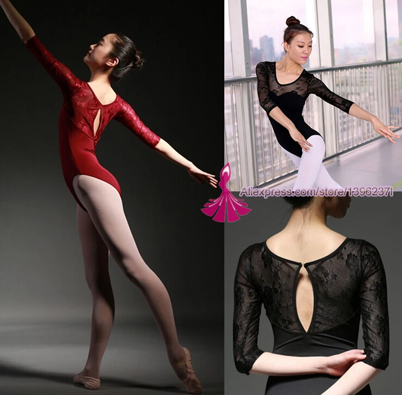 Ballet Leotard Adult High Quality Medium Sleeve Lace Ballet Dancing