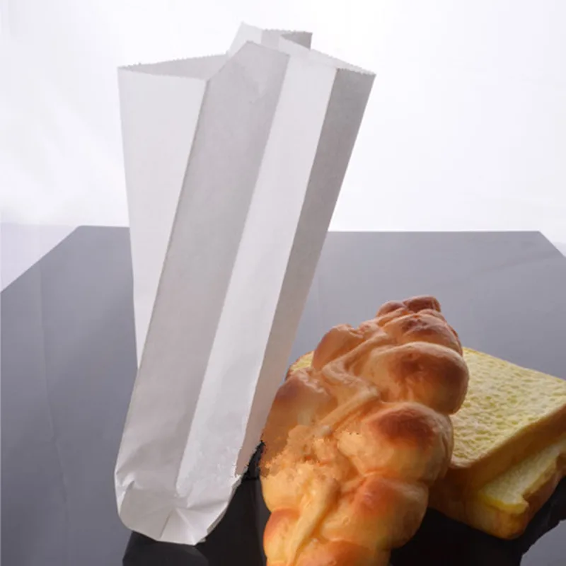 Wholesale Greaseproof Pure White Paper Bags Food Paper Bag Bread Paper Bags T Packaging