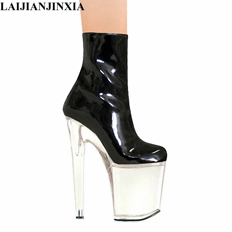 Laijianjinxia 8 Inch Sexy Ankle Boots 20cm High-heeled Shoes Crystal ...