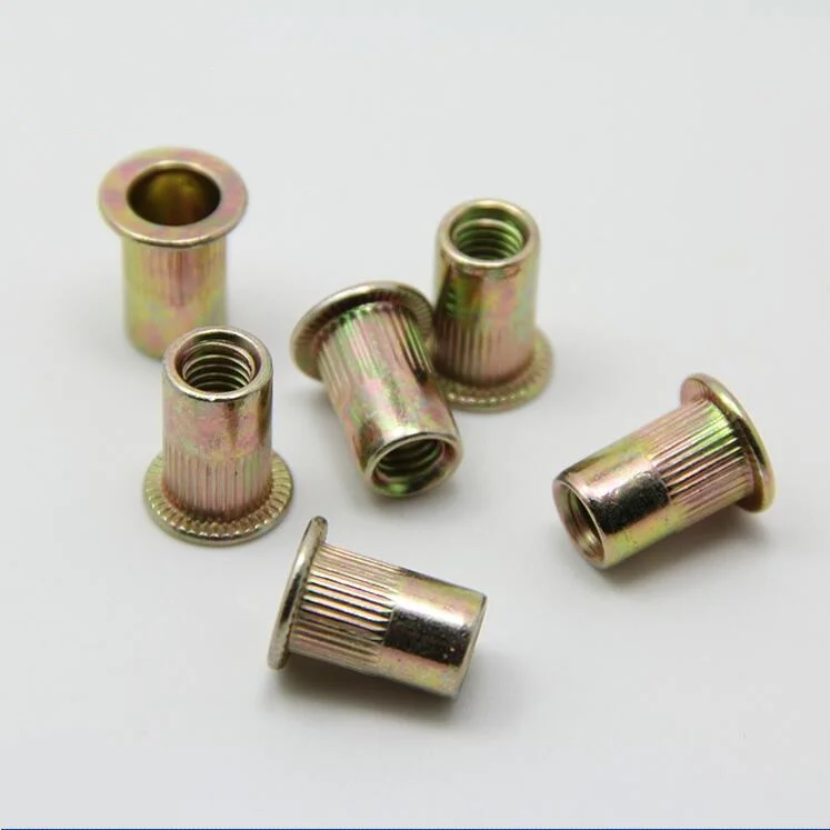 M3 M4 M5 M6 M8 100pcs Rivet Nut Carbon Steel Flat Head Blind Insert Nut