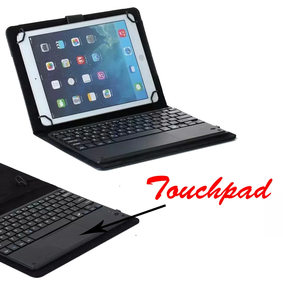 Universal Dechatable Bluetooth Keyboard w/ Touchpad & PU Leather Case ...