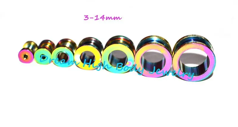 Wholesale Rainbow Flesh Tunnel Ear Plug High Quality 316l Stainless ...