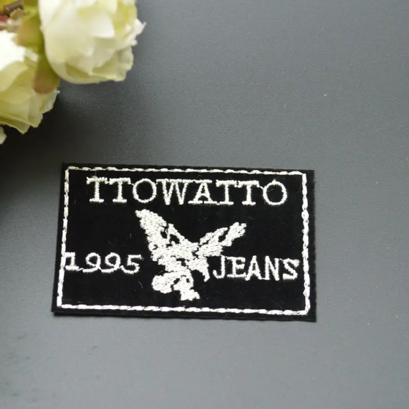 7.5*4.5cm patches for clothes rectangle BLACK patches embroidered iron ...