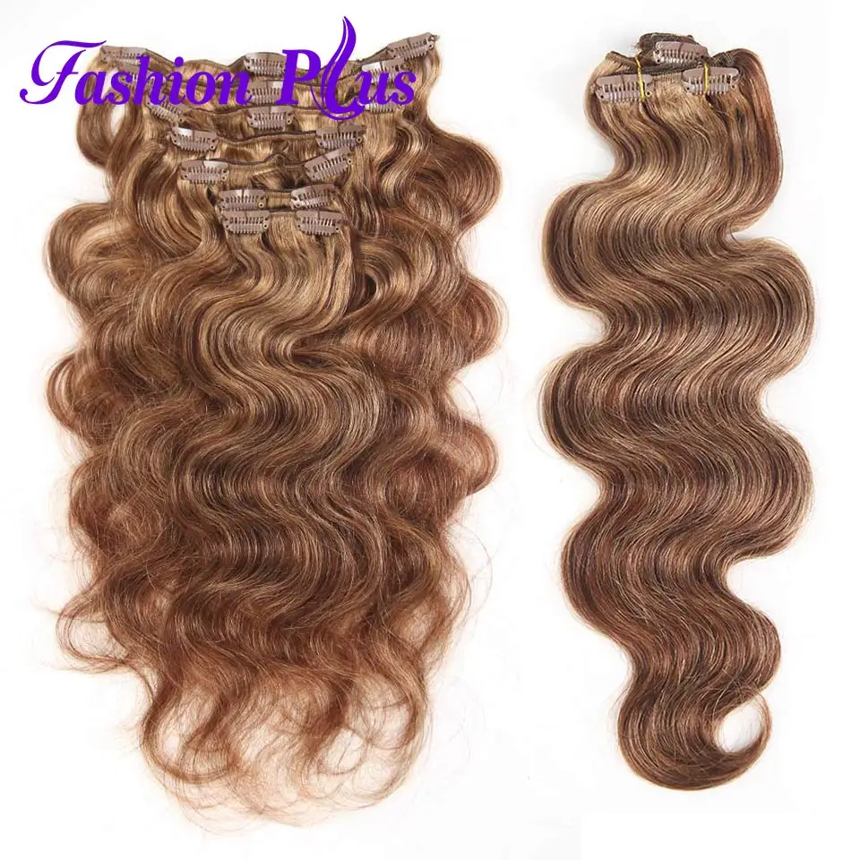 Fashion Plus Clip In Human Hair Extensions Machine Made Remy Hair ...